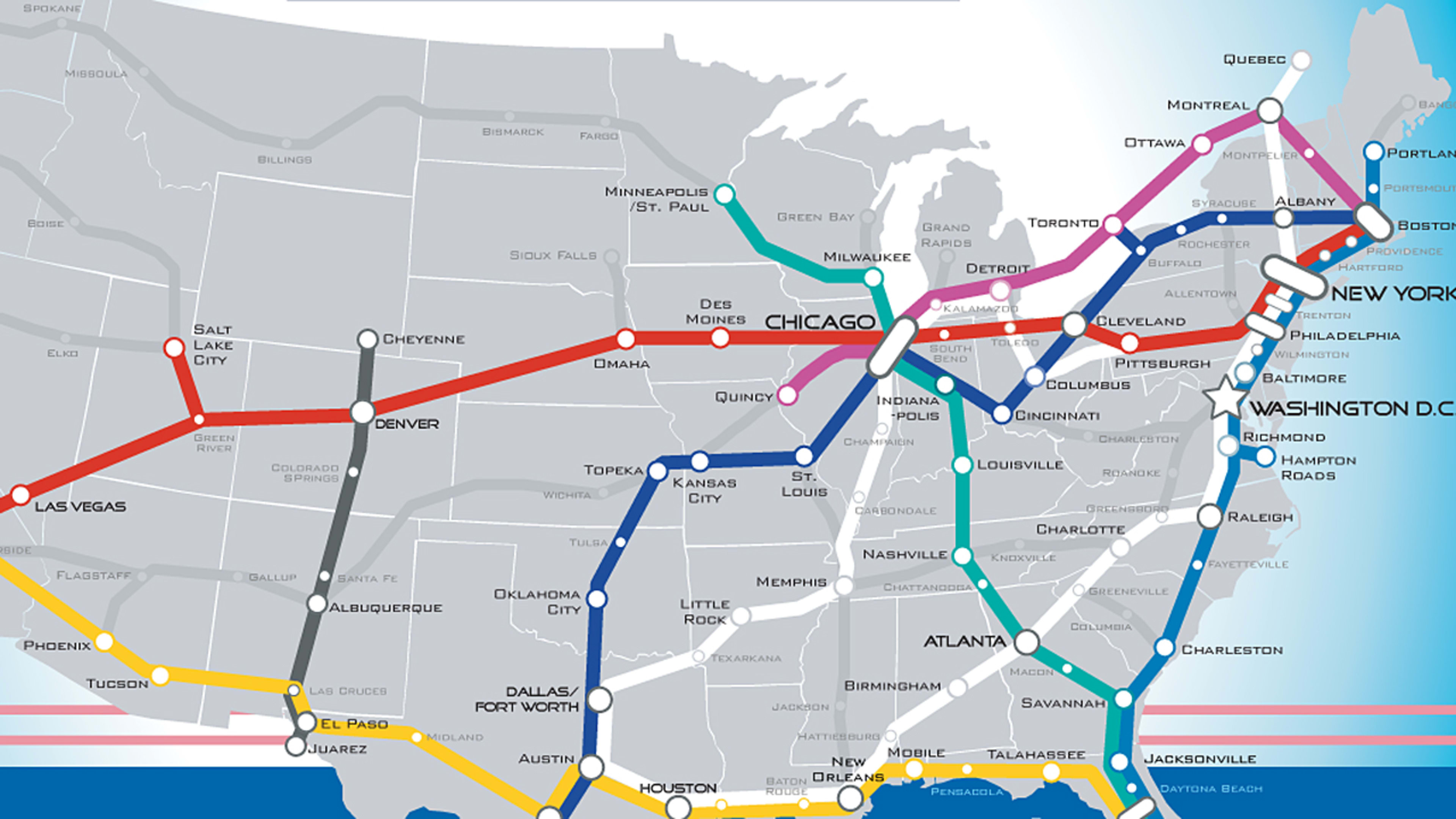 A Beautiful Vision Of An American High-Speed Rail Map - Fast Company