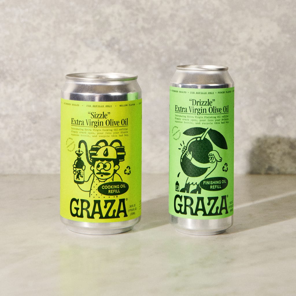 Graza now offers refills of its olive oil—in beer cans - Fast Company