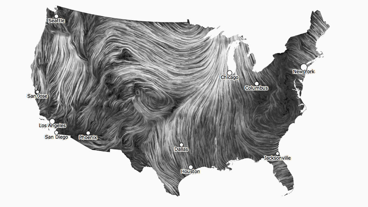 A Mesmerizing Visualization Of Wind In The U.S. - Fast Company
