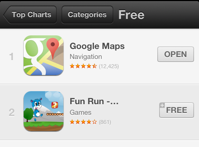 Google Maps Tops iPhone App Charts - Fast Company