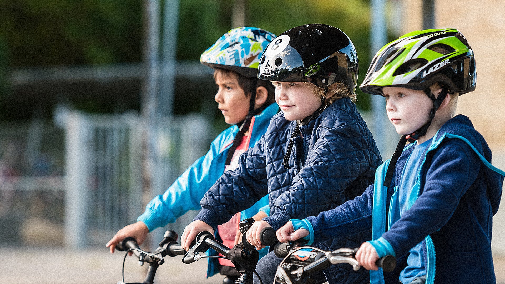 Children Cycling To School