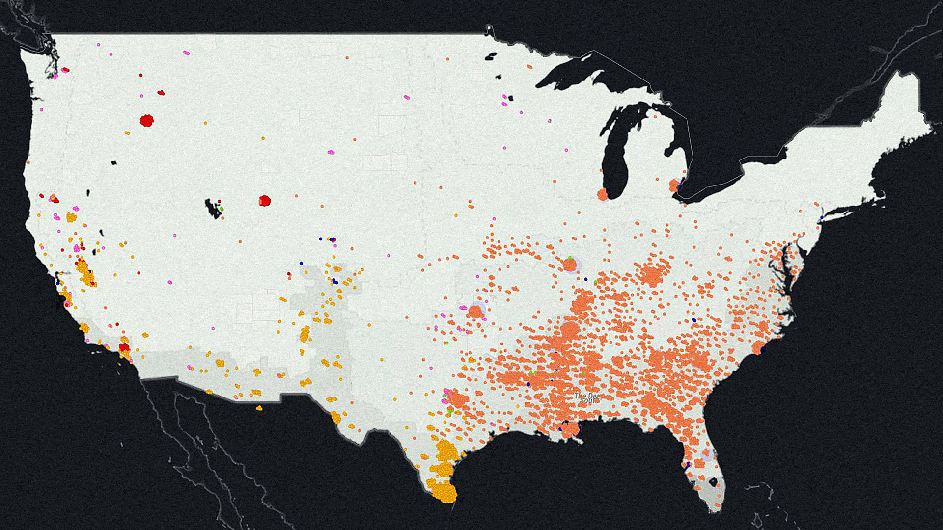 Each Dot On This Map Is A Place Where A Person Of Color Was Lynched ...
