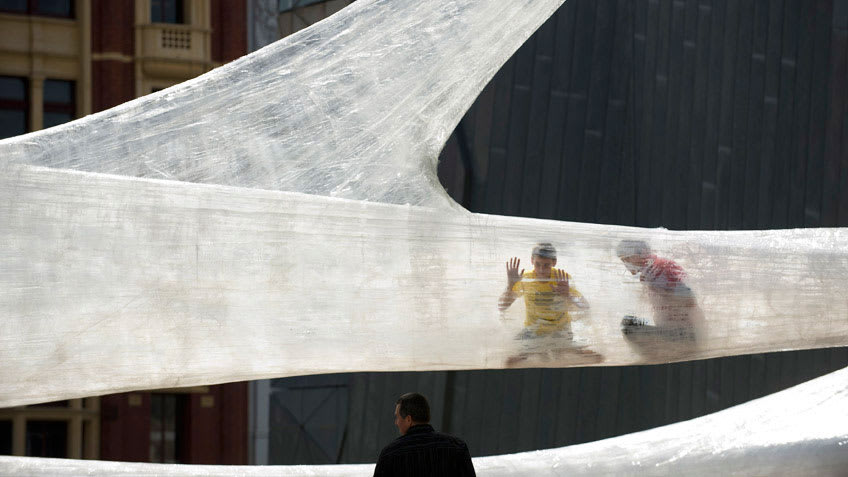 A Maze Of Tunnels Made Only Of Packing Tape, Suspended In Mid-Air ...