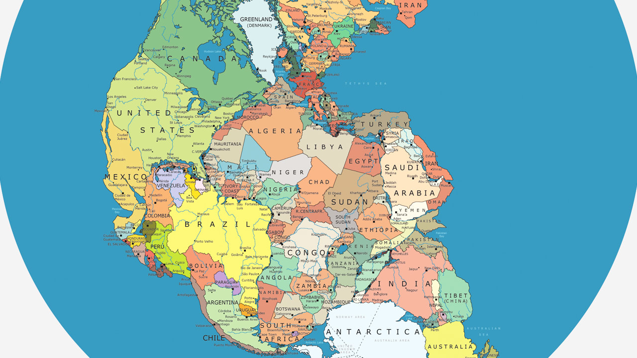 Pangea Redrawn With Today's Political Boundaries - Fast Company