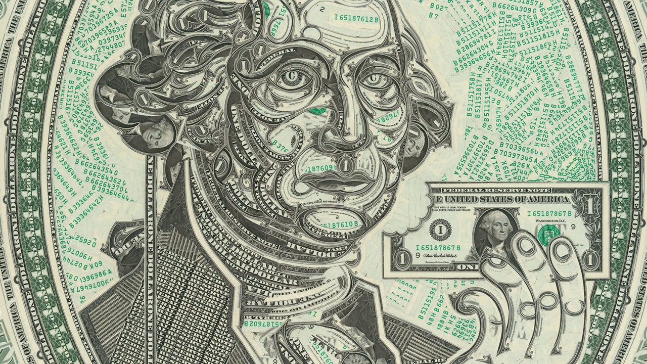 A Portrait Of The Guy On Your Dollar Bill, Made Out Of Dollar Bills ...