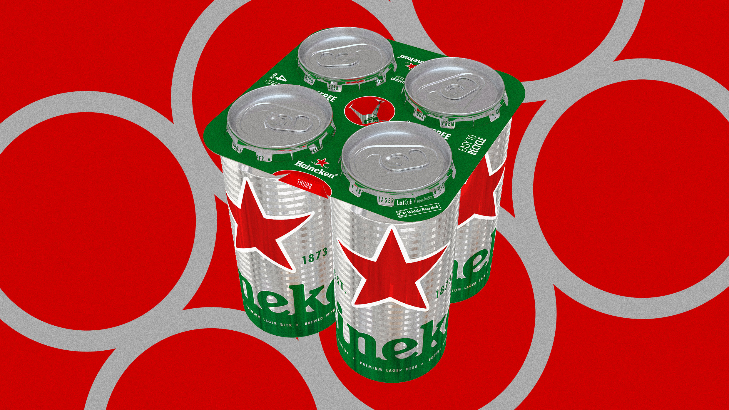 If you buy a pack of Heineken in the U.K., it won't have plastic rings ...