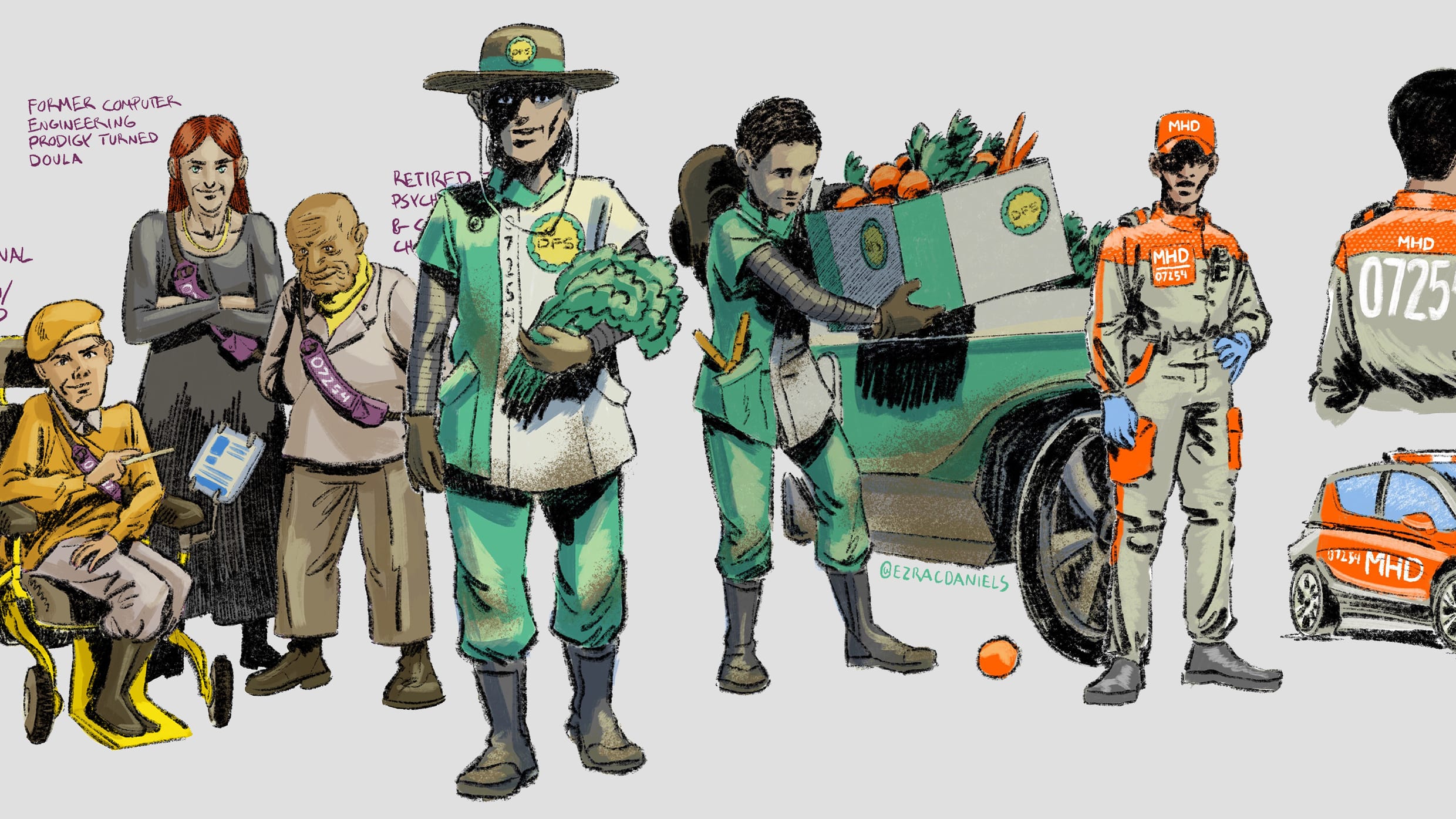 These drawings replace the police with other public service workers who ...