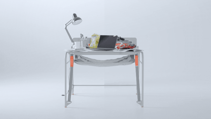 A clutter-free desk is just a 'flip' away thanks to this clever design ...