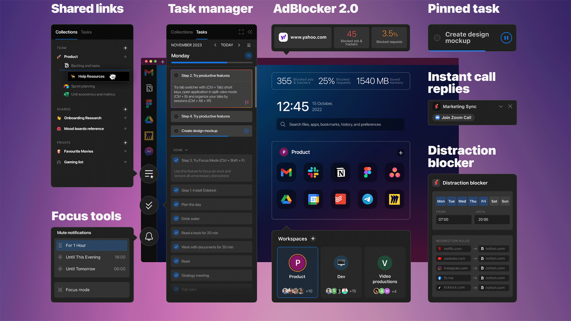 Sidekick is the web browser designed for people with ADHD