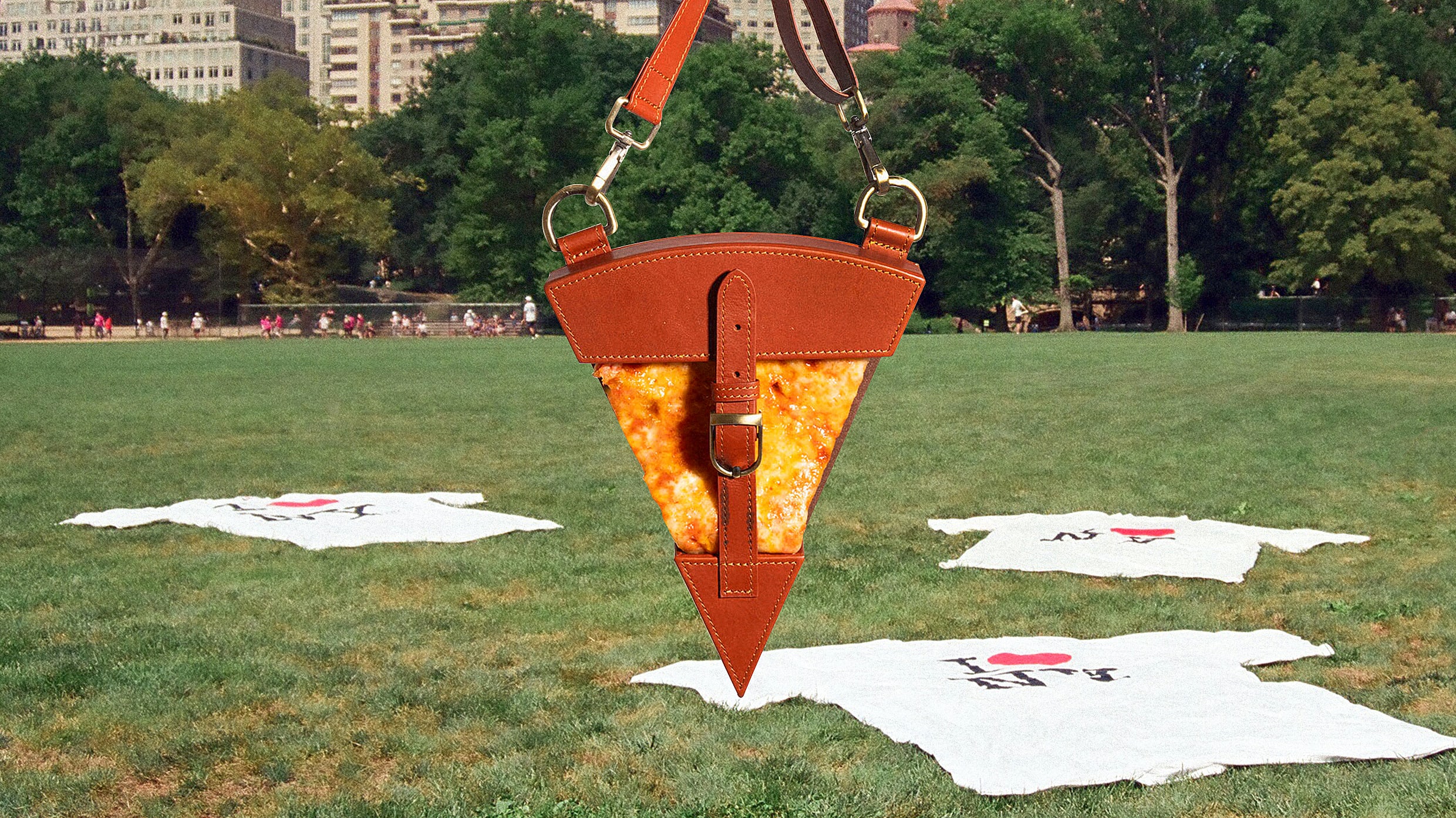 Nikolas Bentel's new purse is designed to hold a pizza slice