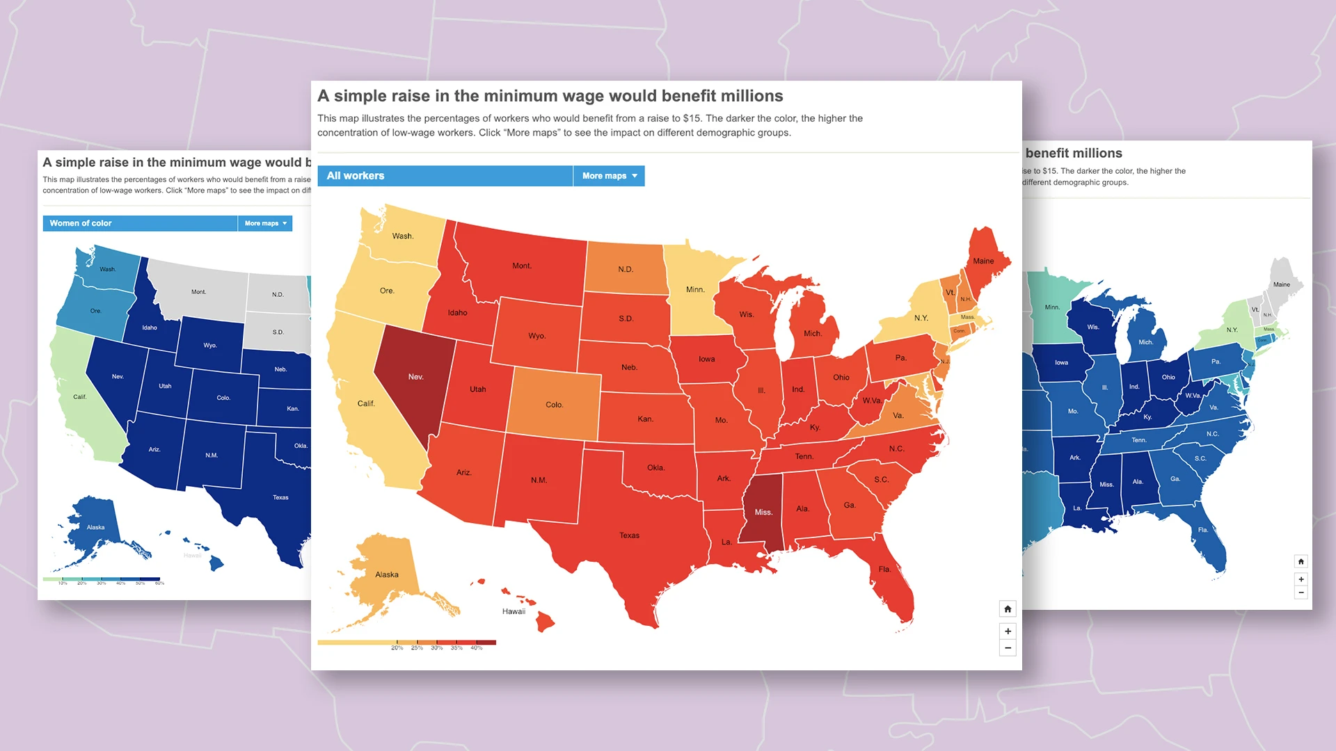 This map shows where an increased minimum wage would boost incomes the ...