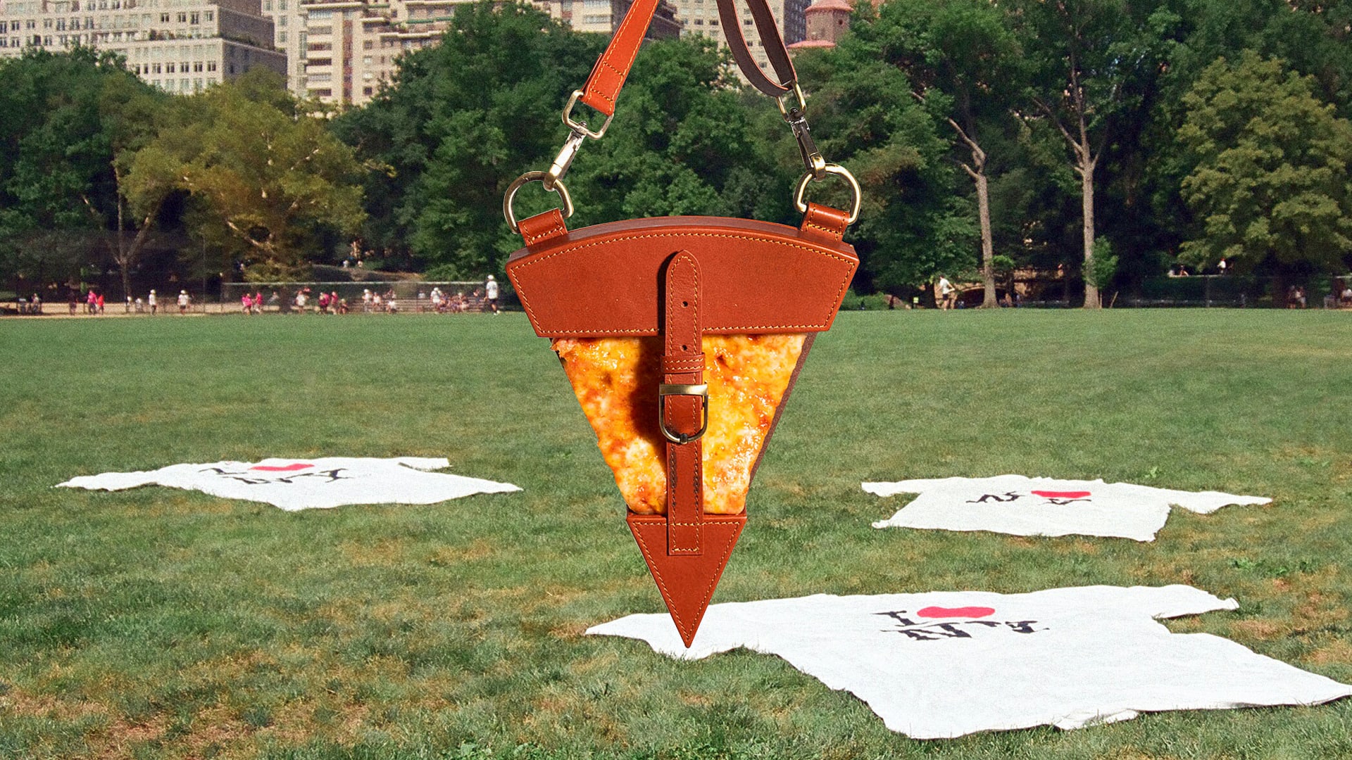 Nikolas Bentel's new purse is designed to hold a pizza slice