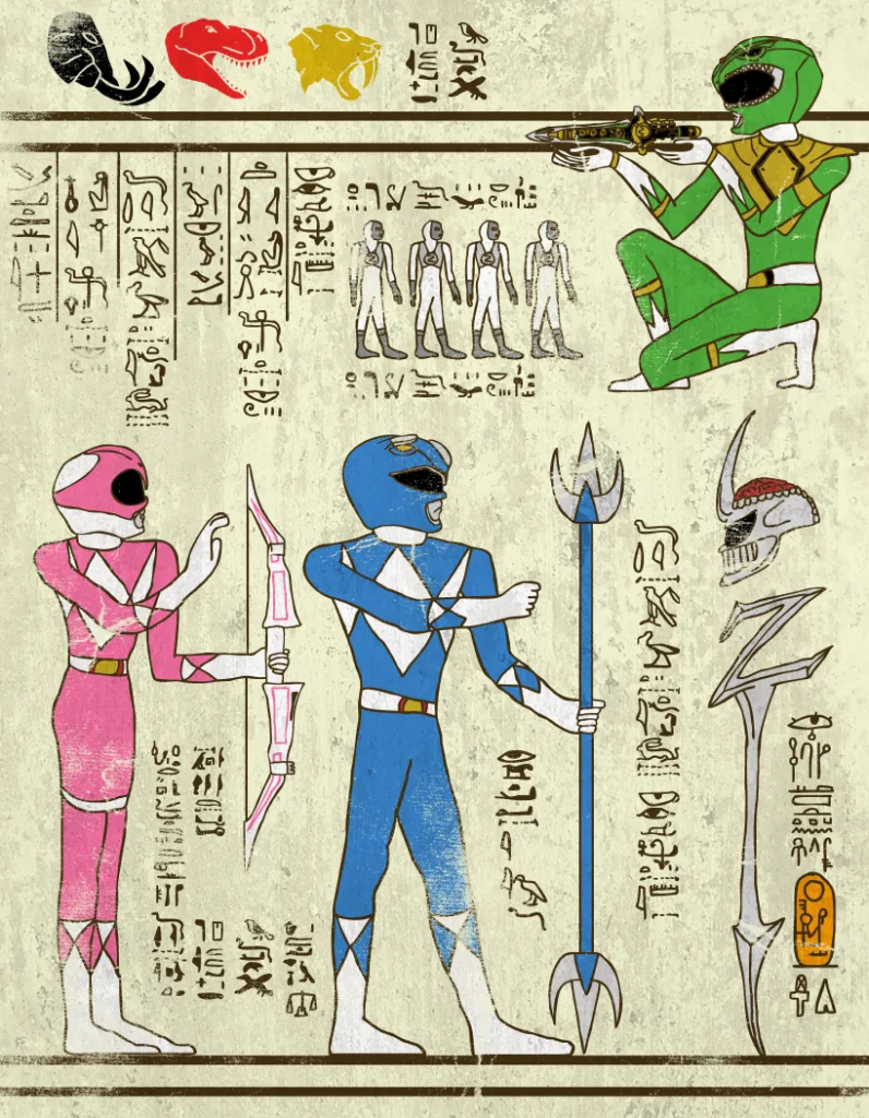 Captain Kirk, Spiderman, and Power Rangers As Egyptian Hieroglyphics ...