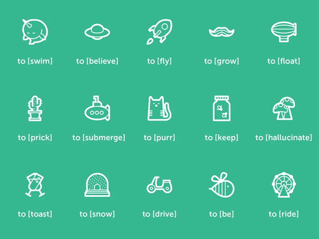 Universal Symbols For Verbs, From Headbanging To Hallucinating - Fast ...
