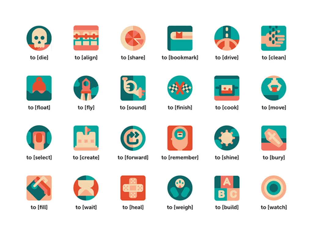 Universal Symbols For Verbs, From Headbanging To Hallucinating - Fast ...