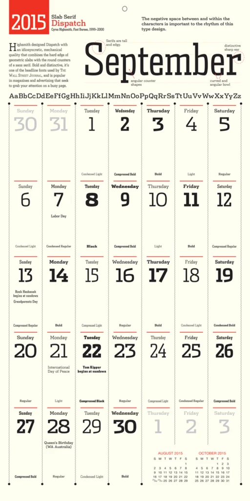 Design Nerd Alert: Wall Calendar Honors A New Typeface Every Month ...