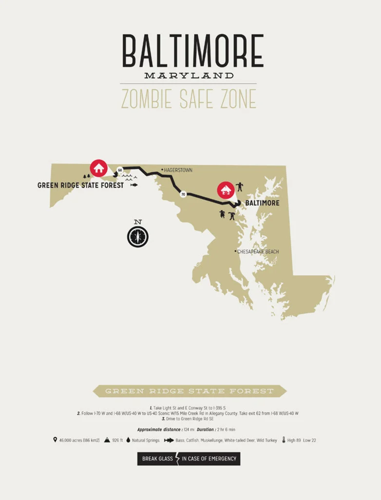 Chart Your Escape From The Zombie Apocalypse, With These Handy Maps ...