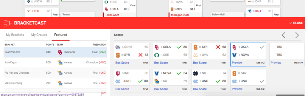 march madness bracket espn