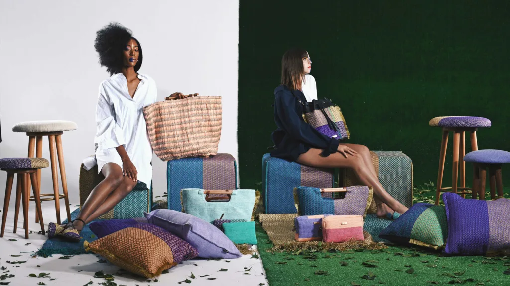 This beautiful new fabric is actually old plastic bags woven on a loom ...