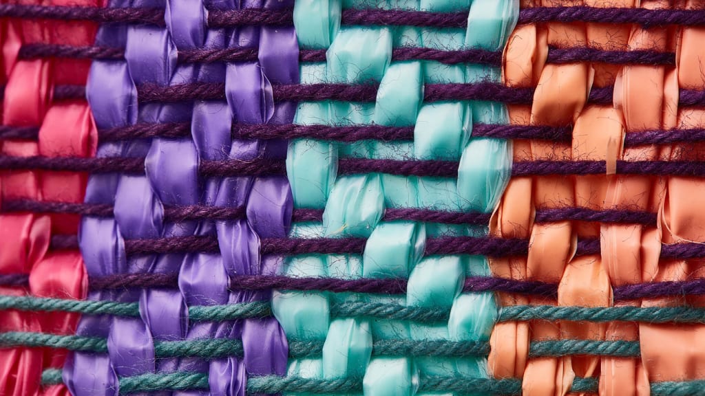 This beautiful new fabric is actually old plastic bags woven on a loom ...