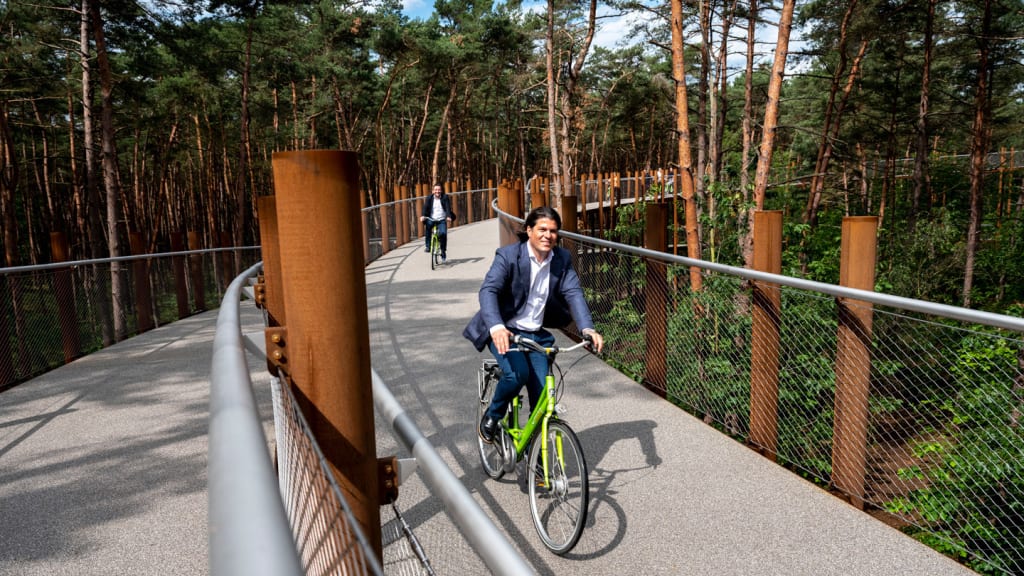 This treetop bike path takes you 30 feet up into the canopy of a forest ...