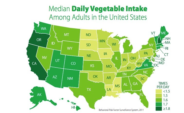Mapping Where Americans Eat The Most Fruits And Vegetables - Fast Company