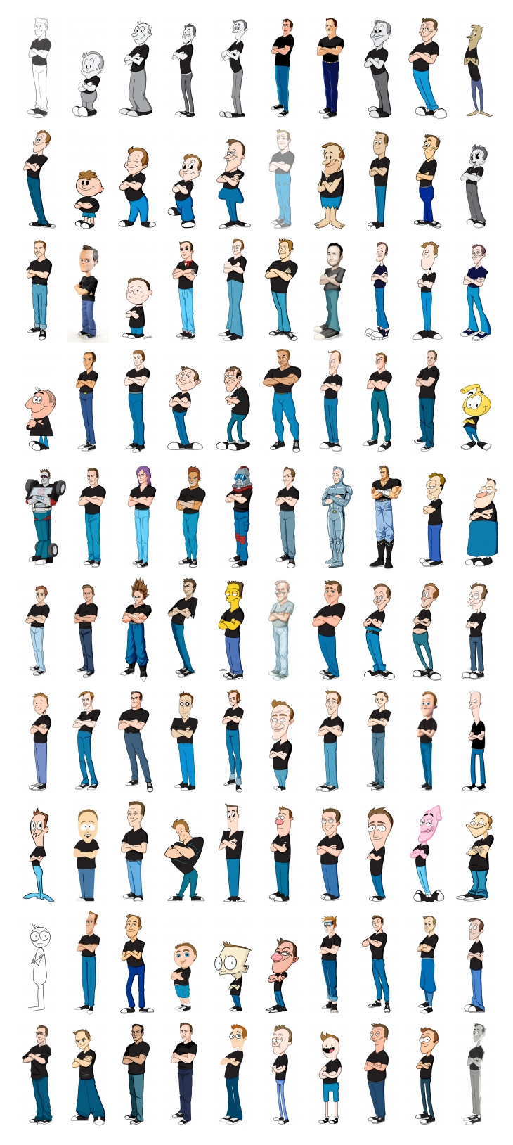 An Animator's Self-Portrait, In 100 Different Cartoon Styles - Fast Company