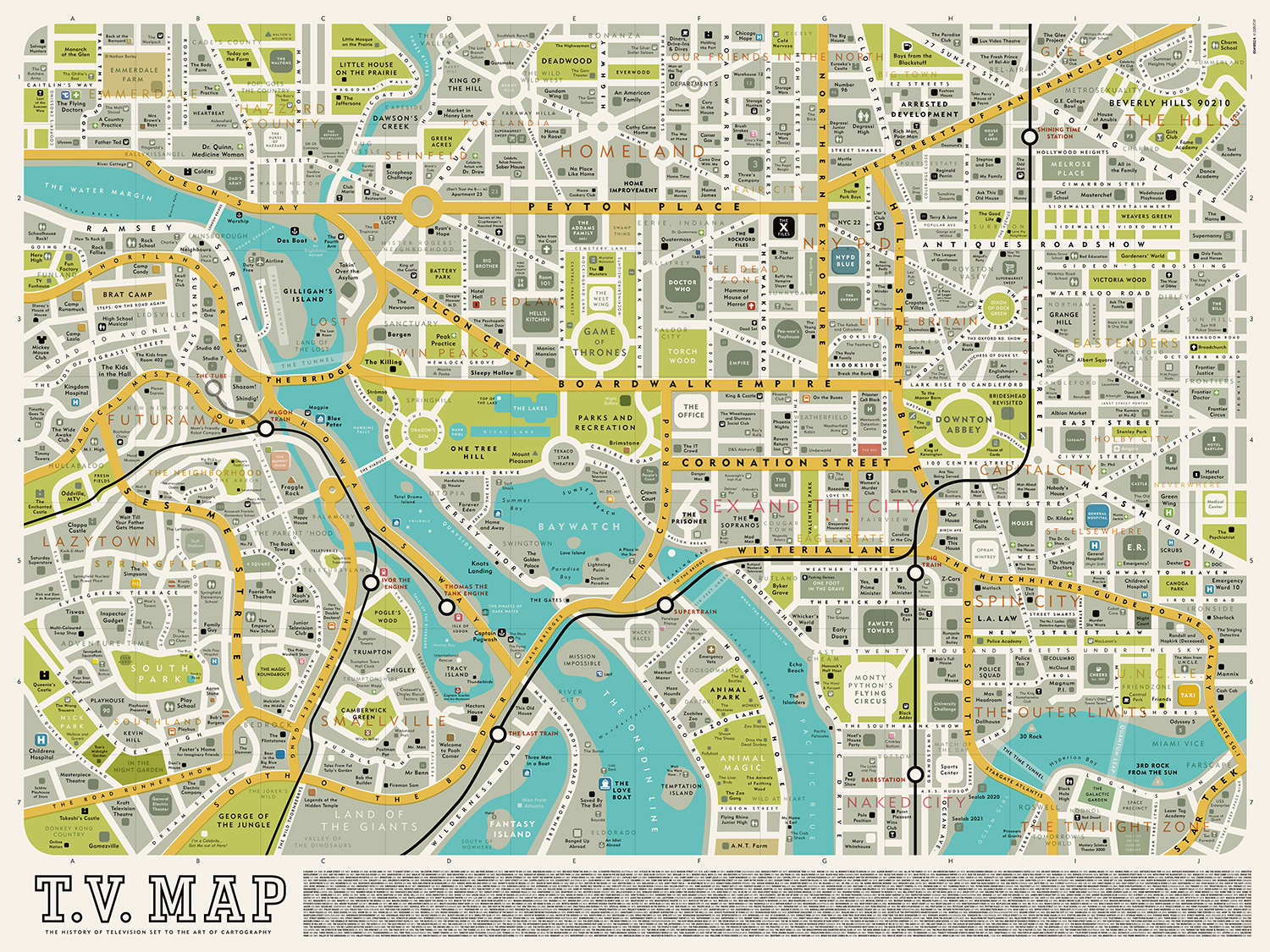 Infographic: A Map Of Famous Places From Your Favorite TV Shows - Fast ...