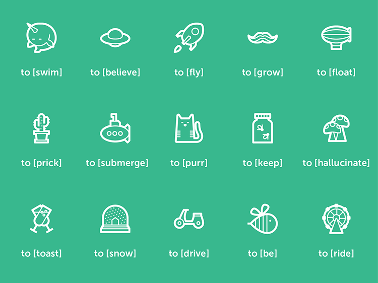 Universal Symbols For Verbs, From Headbanging To Hallucinating - Fast ...