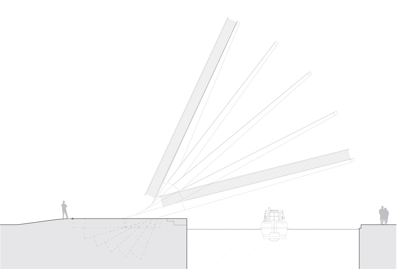 This Pedestrian Bridge Folds Up Like A Fan When A Boat Needs To Sail ...