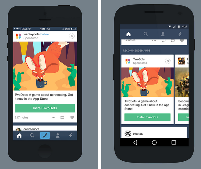 Tumblr Launches "Sponsored App" Ads To Cash In On Mobile Installs ...