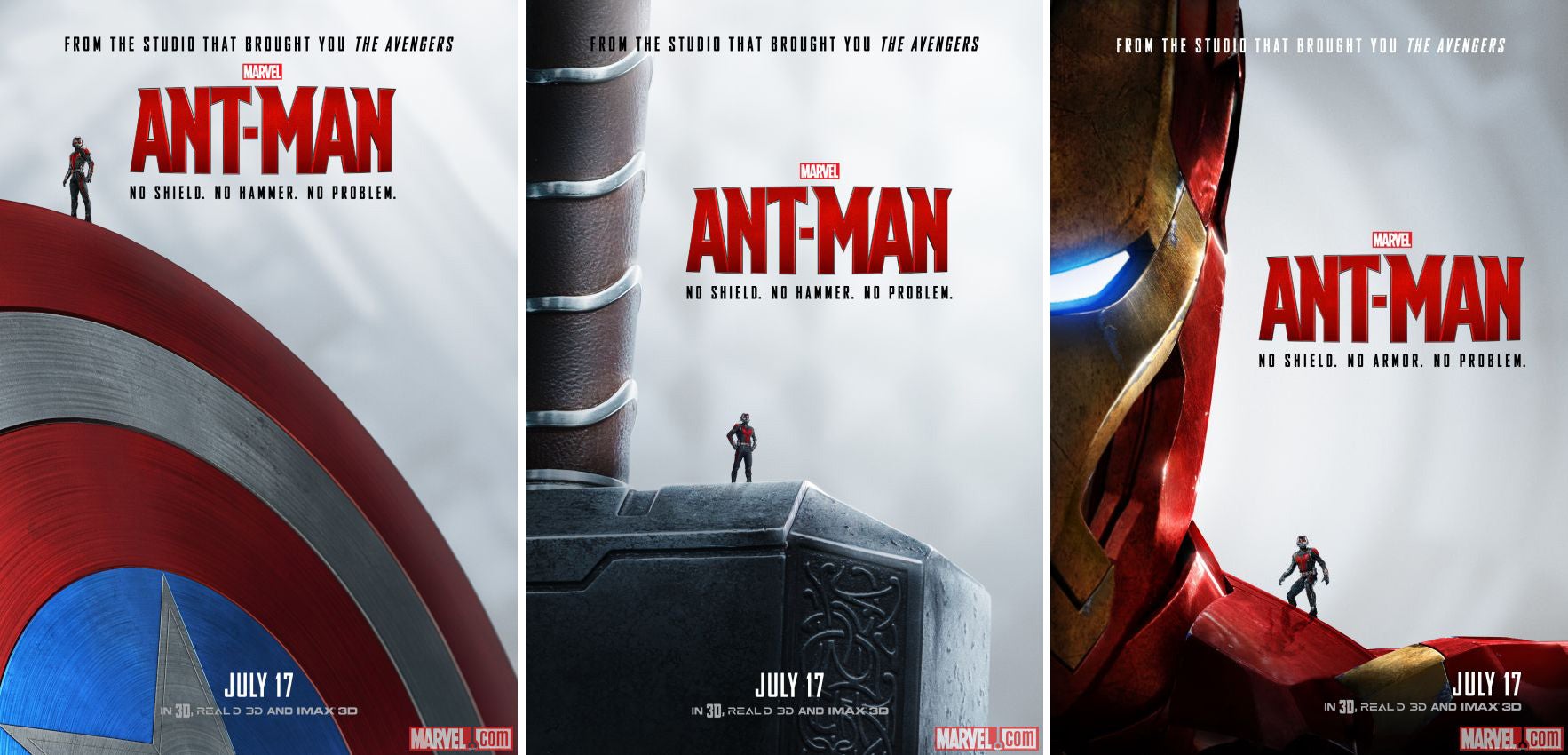 Ant Man Goes For A Ride On Iron Man's Shoulder, Thor's Hammer, And Cap ...