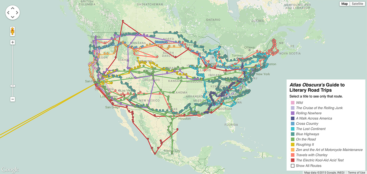 The Ultimate Map Of Literature's Great American Road Trips - Fast Company