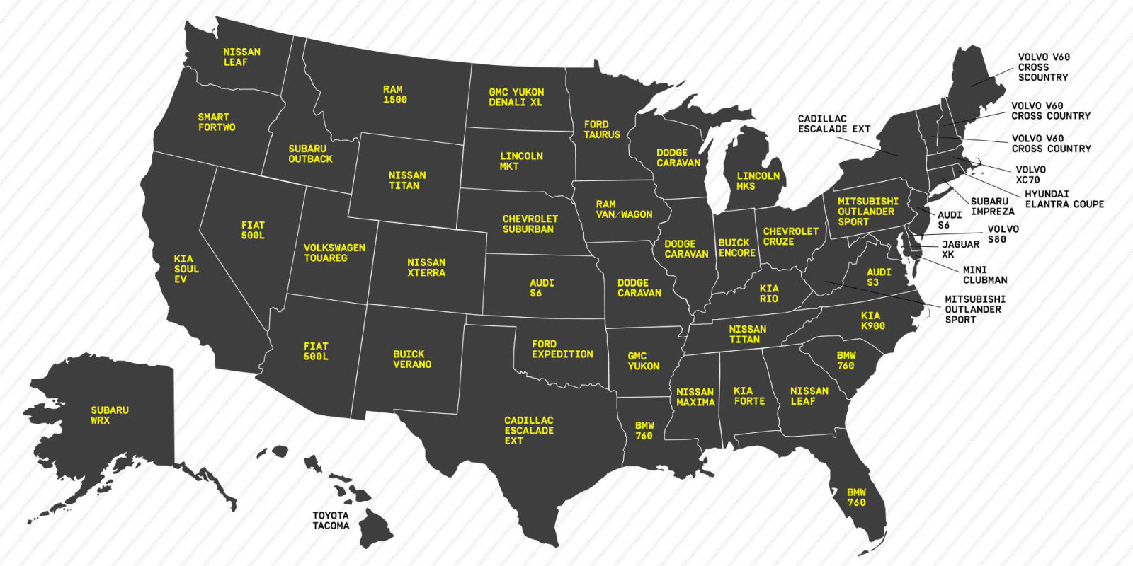 Infographic: This U.S. Map Reveals The Top-Selling Cars, State By State ...
