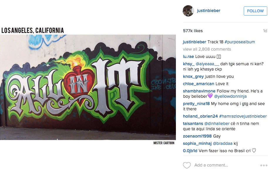 How One Artist Worked On Justin Bieber's Graffiti Tracklist Reveal ...