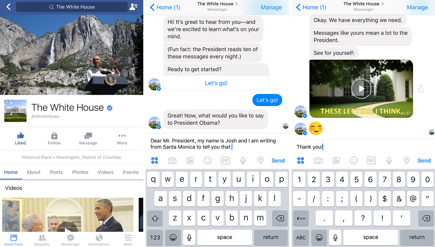 The White House's New Facebook Messenger Bot Makes It Easy To Send A ...