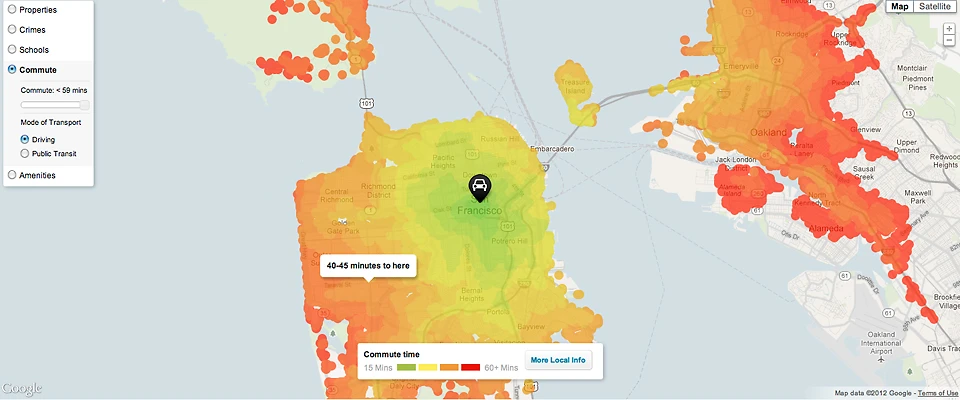 Trulia's New Maps Show Your Commute Time From Your New House - Fast Company
