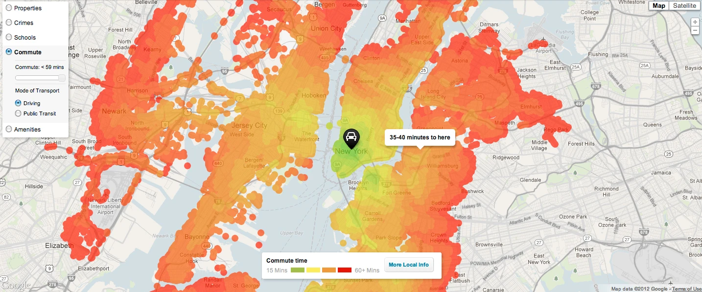 Trulia's New Maps Show Your Commute Time From Your New House - Fast Company