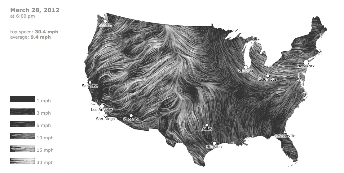A Mesmerizing Visualization Of Wind In The U.S. - Fast Company