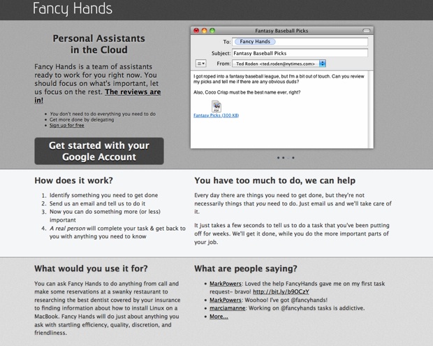 Fancy Hands Finds You an Assistant for $30 a Month ... in the Cloud ...