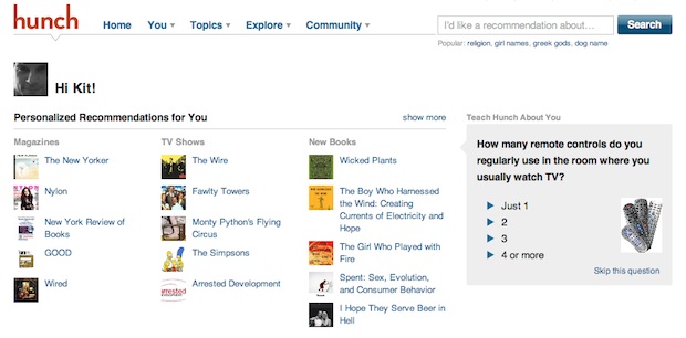 Caterina Fake's Hunch Is Now a Personal Recommendation Service, What's ...