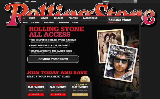 Rollingstone.com Relaunches With Exciting Extras, but No Screams - Fast ...