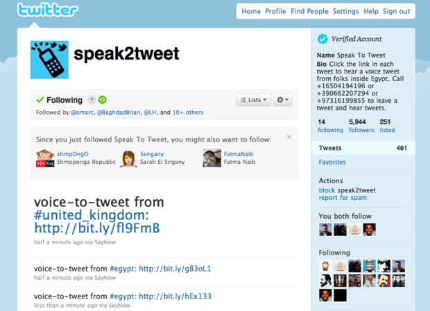 Google's SayNow, Twitter Offer Egyptian Protesters Voice-Based Speak-to ...