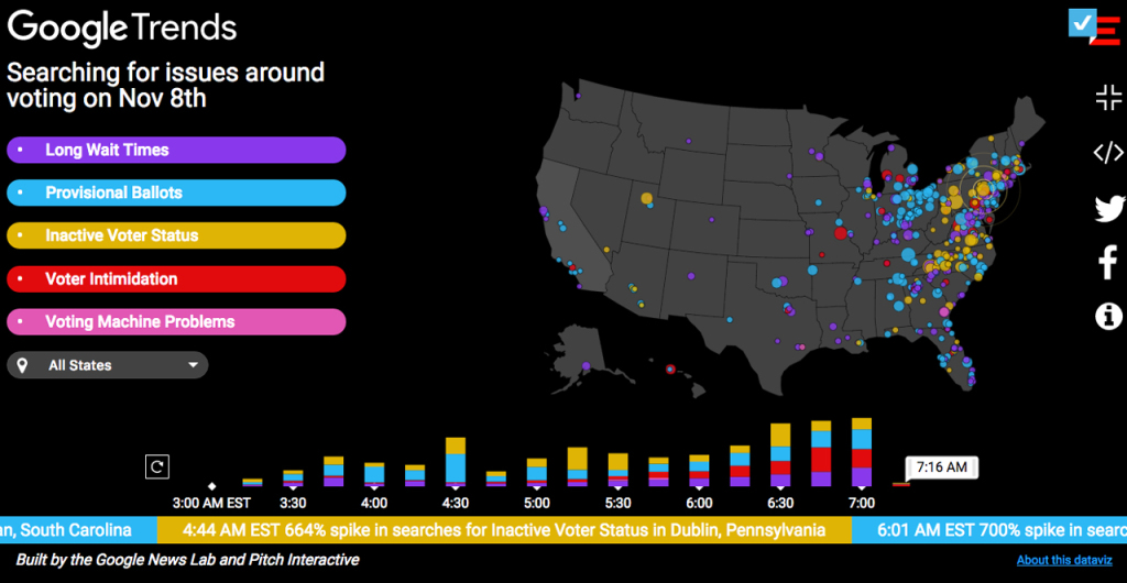Check out Electionland's awesome Google Trends map visualization - Fast ...
