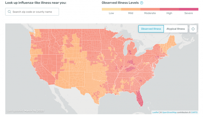 This map uses smart thermometers to detect potential surges in COVID-19 ...