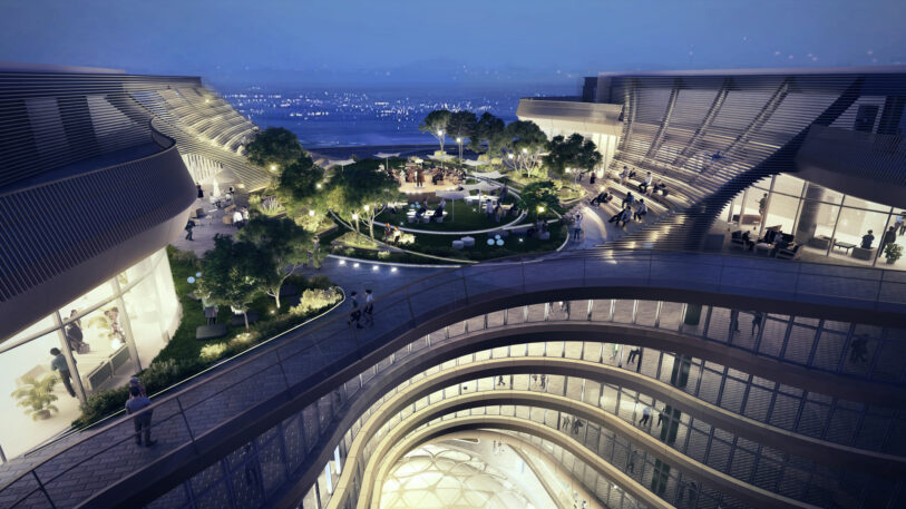 This stunning office has a 16-story public park spiraling up its center ...