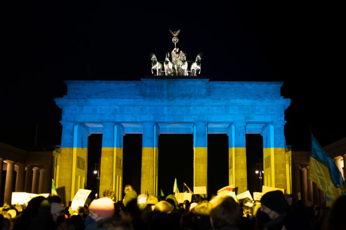 In a visual rebuke to Putin, Ukraine's colors are being displayed in ...