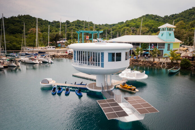 The SeaPods are self-sufficient spherical ocean-bound residences.