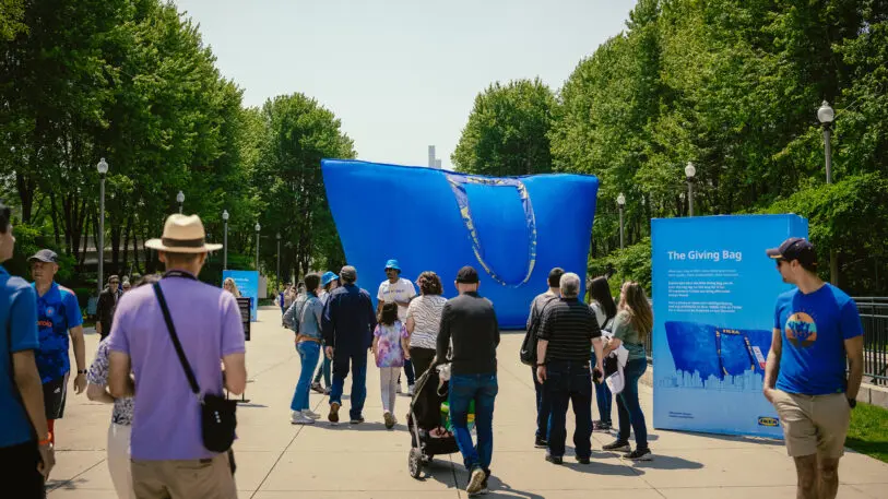 Ikea's Frakta bag is remade as a 19-foot-tall sculpture
