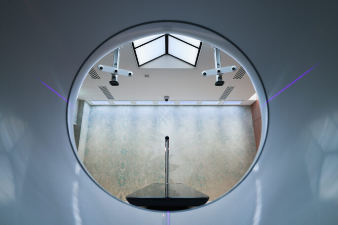 The radiology room at Hôpital de La Tour looks lit by daylight despite ...